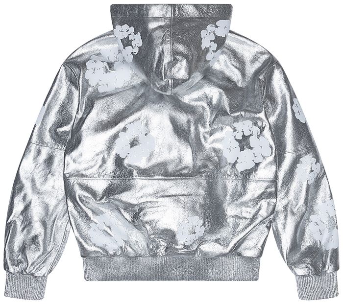 Buy Denim Tears Leather Cotton Wreath Zip Hoodie 'Silver ...