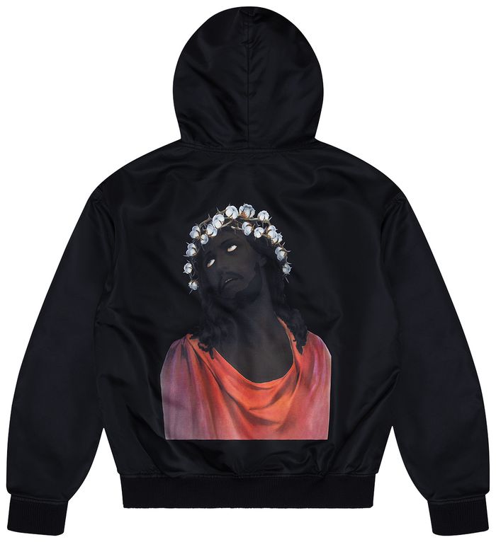 Buy Denim Tears Crown Of Cotton & Madonna Reversible Zip Hoodie Black ...