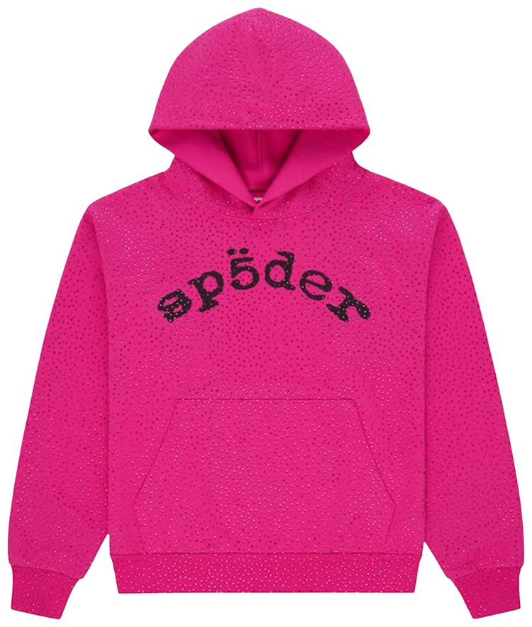 Buy Sp5der Webstone Aop Rhinestone Hoodie 'Pink' - ST025FW25PNK | GOAT