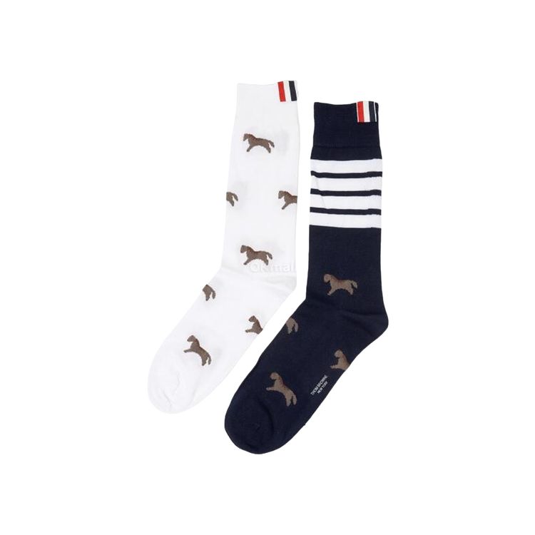 Buy Thom Browne Lunar New Year Horse Mid Calf Socks 'Navy/White ...