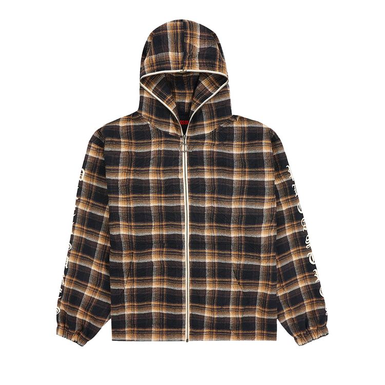 Buy Pleasures Groove Zip Poncho Hoodie 'Brown Plaid' - P25W042 BROW | GOAT