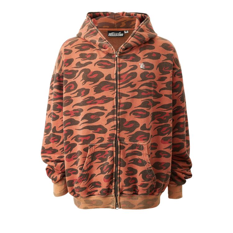 Buy Hellstar Sunfaded Cheetah Zip Up 'Red' - HSS26HD3 RED | GOAT