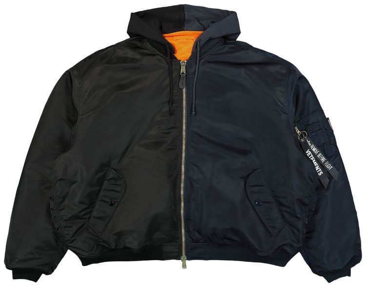 Buy Vetements Split Hooded Bomber Jacket 'Navy/Black' - UA65JA226N NAVY ...