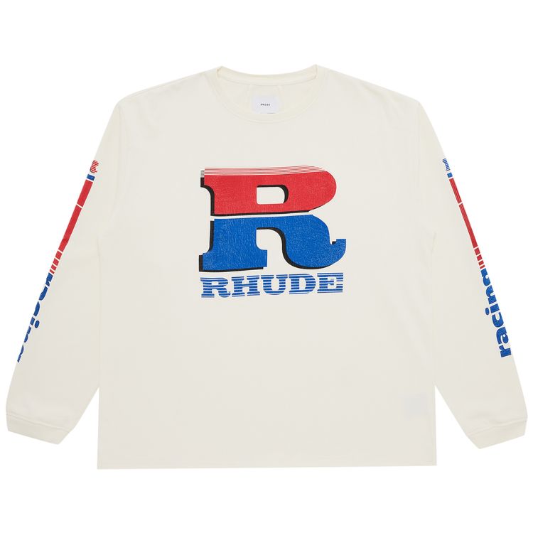Buy Rhude Split Petrol Logo Long-Sleeve Tee 'White' - PS26TT170126010 ...