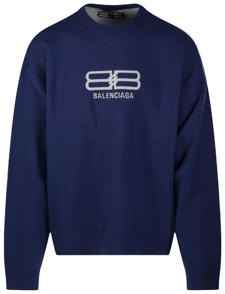 Buy Balenciaga Crewneck Sweater 'Navy/Grey' - 850050 T1760 3080 | GOAT