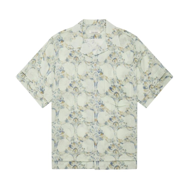 Buy Wales Bonner Lotus Bowling Shirt 'Pale Teal/Olive/Lavender ...