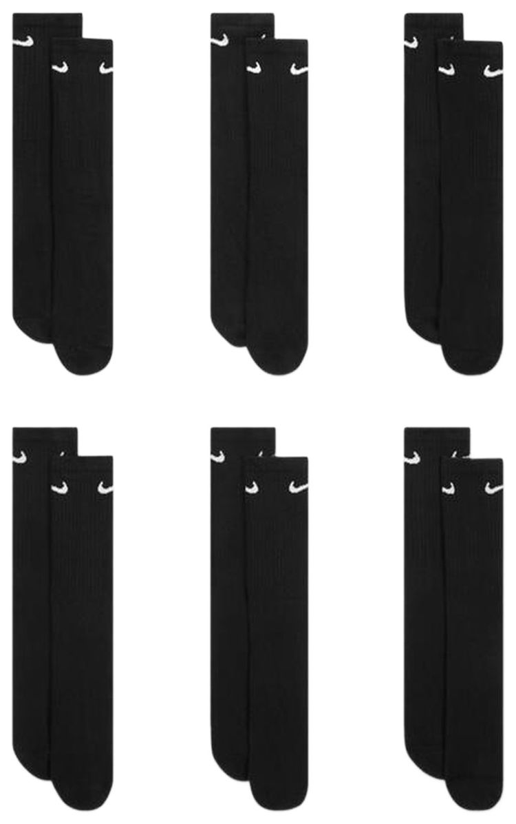 Buy Nike Everyday Cushioned Crew Socks (6 Pairs) 'Black/White' - SX7666 ...