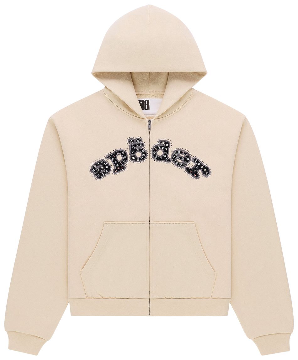 Buy Sp5der Mixed Stone Og V2 Zip Hoodie 'Cream' - ST019SS26CRM | GOAT