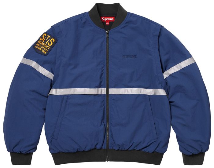 Buy Supreme Zip-Off Sleeve Reflective Stripe Jacket 'Navy' - SS26J57 ...