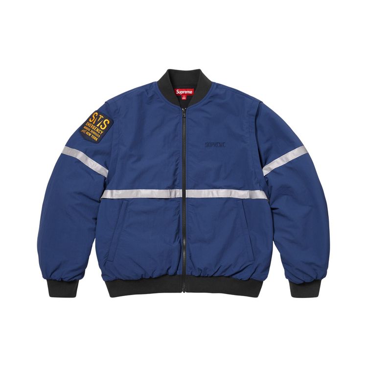 Buy Supreme Zip-Off Sleeve Reflective Stripe Jacket 'Navy' - SS26J57 ...