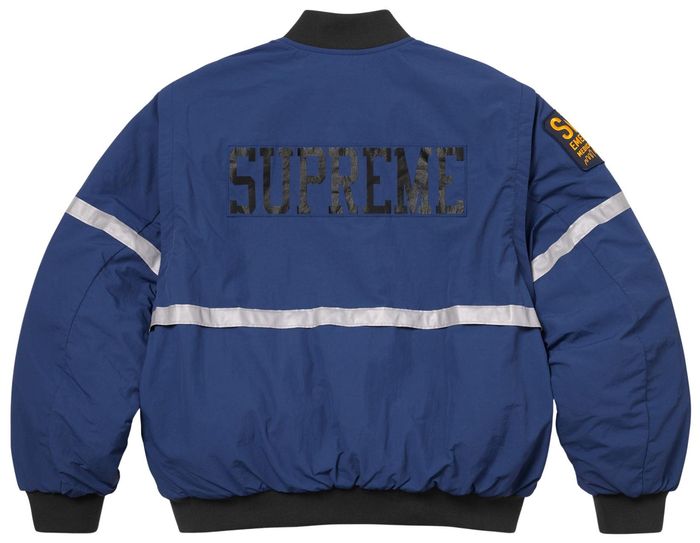 Buy Supreme Zip-Off Sleeve Reflective Stripe Jacket 'Navy' - SS26J57 ...