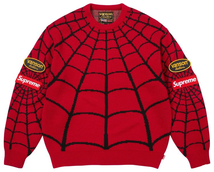 Buy Supreme x Vanson Leathers Spider-Man Sweater 'Red' - SS26SK41 RED ...