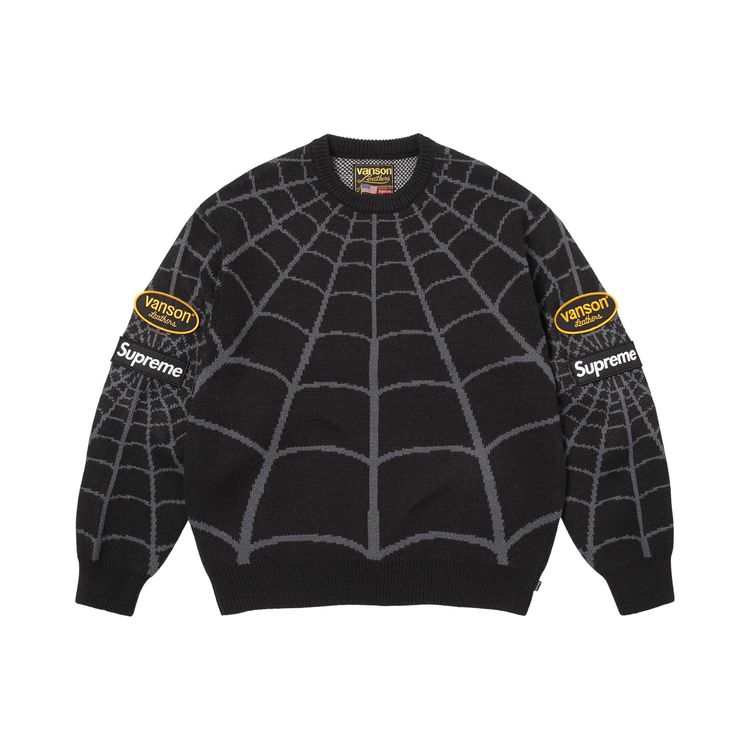 Buy Supreme x Vanson Leathers Spider-Man Sweater 'Black' - SS26SK41 ...