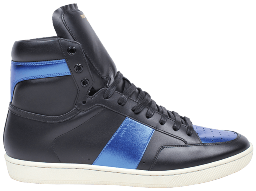 Buy Saint Laurent SL 10 High Top Black Metallic Blue 345416 AQ900 Buy Saint Laurent SL 10 High Top Black Metallic Blue 345416 AQ900