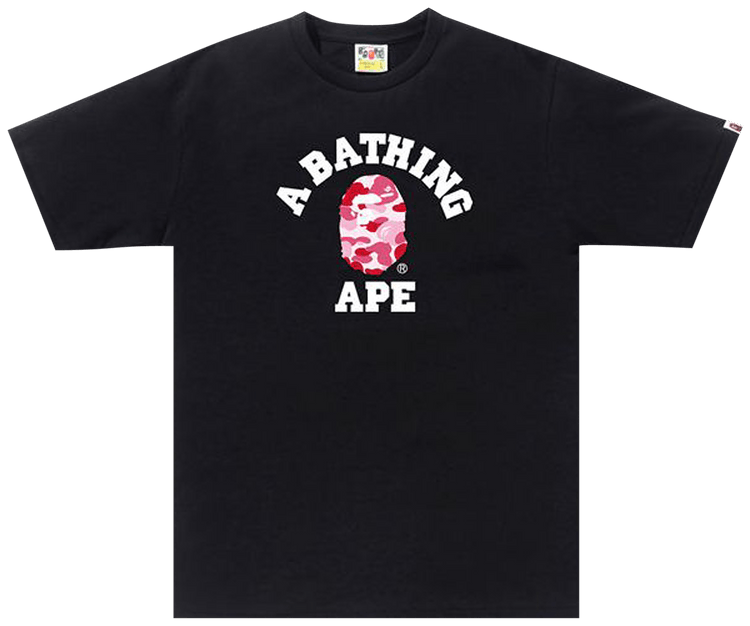 Buy BAPE ABC Camo College Tee 'Black/Pink' - 1G30 110 011 BLACK PINK | GOAT