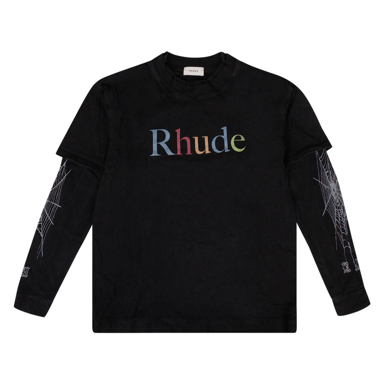 Buy Rhude Logo Long-Sleeve T-Shirt 'Black' - 01ATL03901 | GOAT