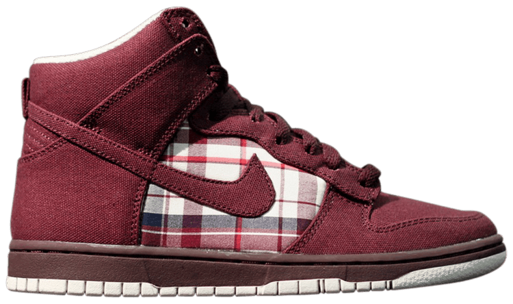 Buy Nike Wmns Dunk High Skinny 'Plaid - Deep Burgundy' - 429984 600 | GOAT