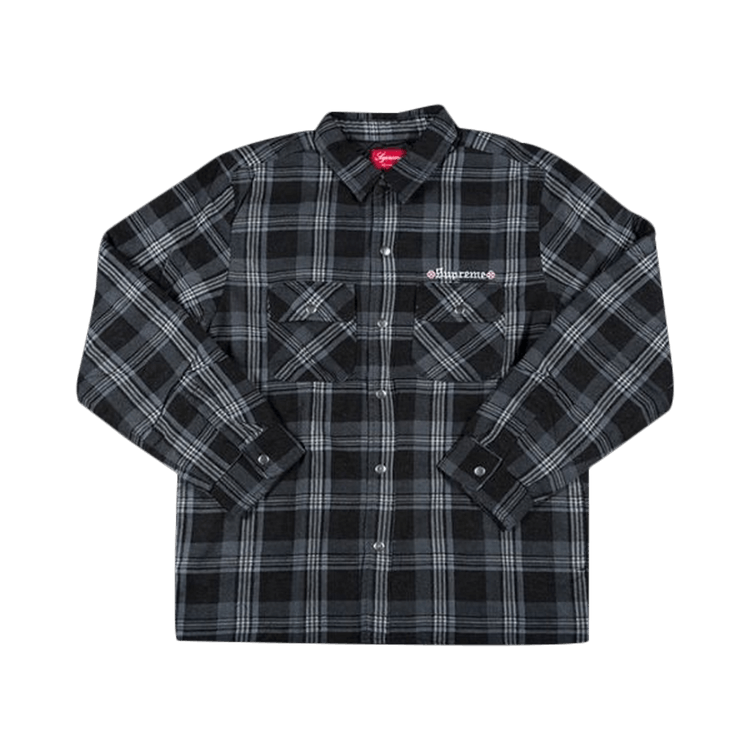 Buy Supreme Independent Quilted Flannel Shirt 'Black' - FW17S16 BLACK ...