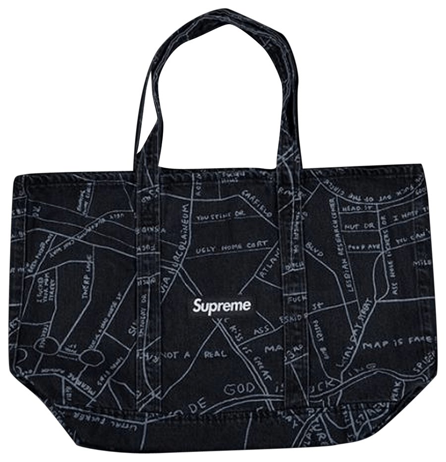 Buy Supreme Gonz Map Denim Tote 'Black' - SS19B16 BLACK | GOAT