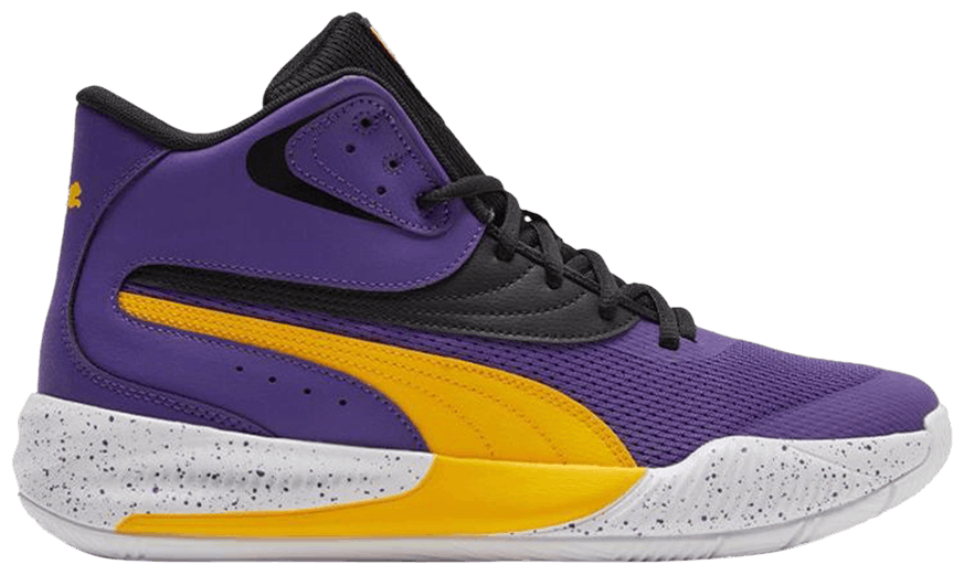 Buy Triple Mid Splatter 'Prism Violet Spectra Yellow' - 377570 01 | GOAT
