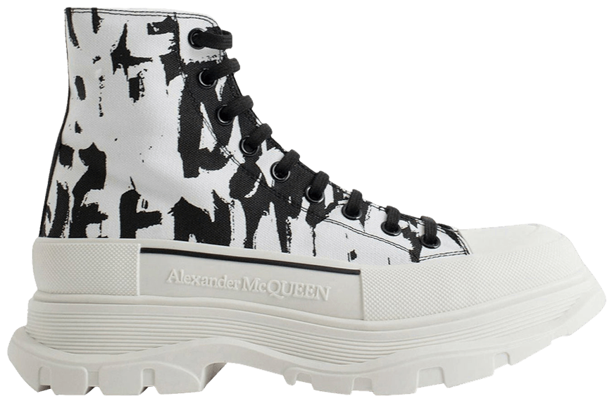 Buy Alexander McQueen Tread Slick Boot 'Graffiti Logo - White Black ...