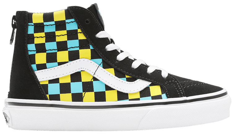 Buy Vans Sk8-Hi Zip Kids 'Neon Glow Checkerboard' - VN0A4UI430M | GOAT