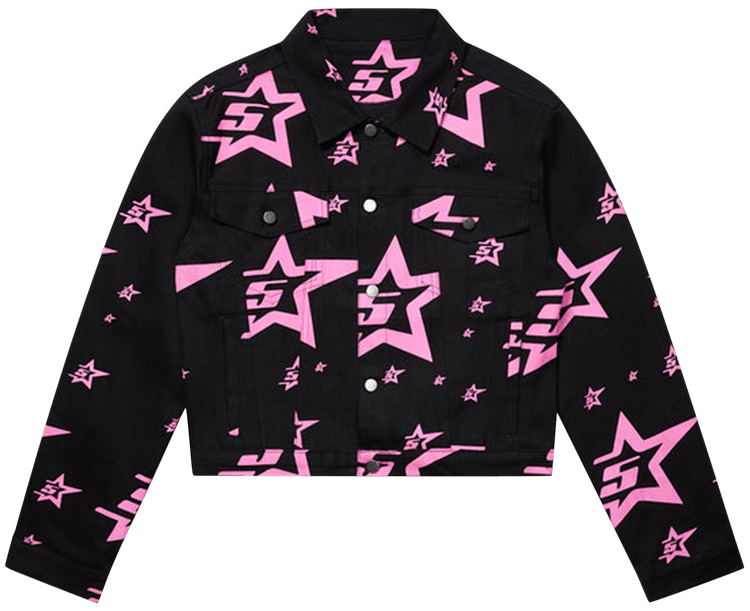 Buy Sp5der 5 Star Trucker Jacket 'Black/Pink' - SP5 5STR JACKET | GOAT