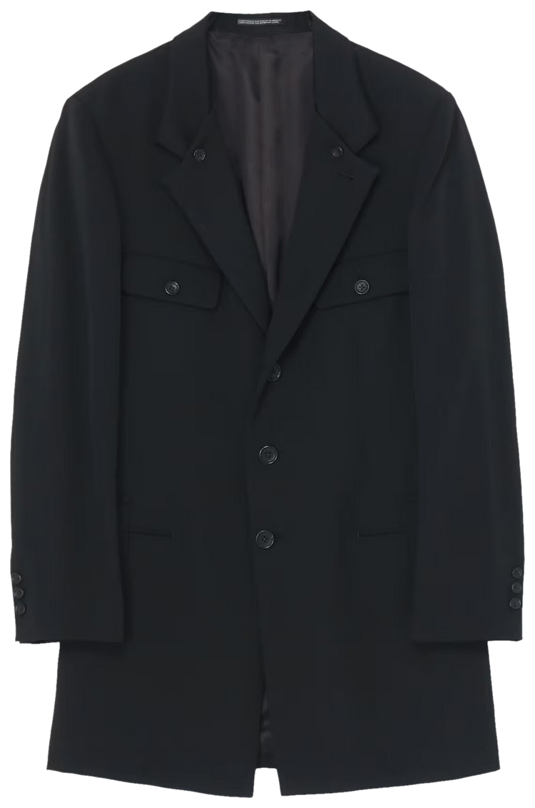 Buy Yohji Yamamoto Pour Homme Double Collar 3 Button Single Breasted Jacket 'Black' - HJ J19 100 ...