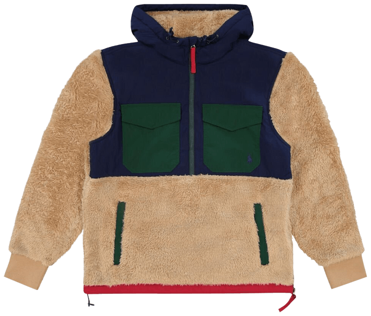 Buy Polo Ralph Lauren Mixed Sherpa Fleece Half Zip Jacket Camel