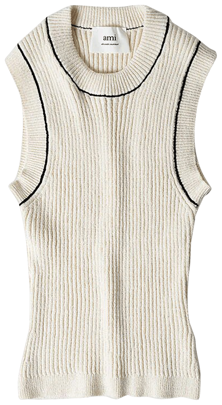 Buy Ami Ribbed Sleeveless Vest Natural White Fks712 Kn0007 168 Goat