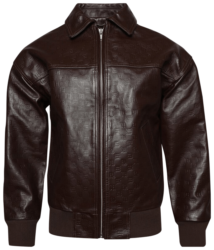 Buy MISBHV Monogram Embossed Bandit Leather Jacket 'Brown' - 240M409 | GOAT