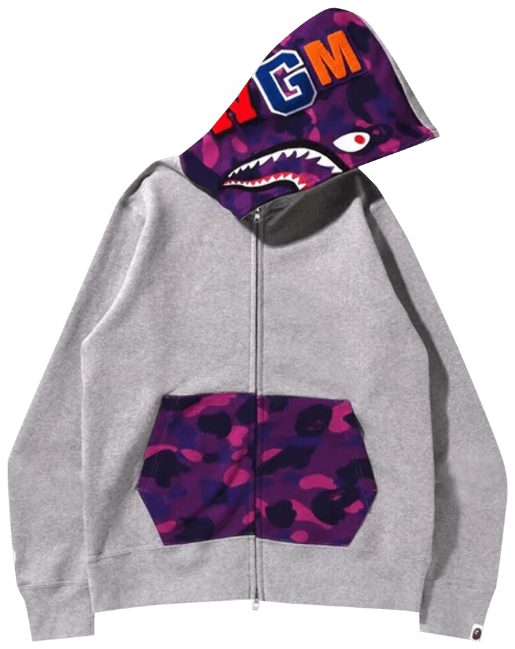 Buy BAPE Color Camo Shark Full Zip Hoodie 'Grey' - 1J20 115 003 GREY | GOAT