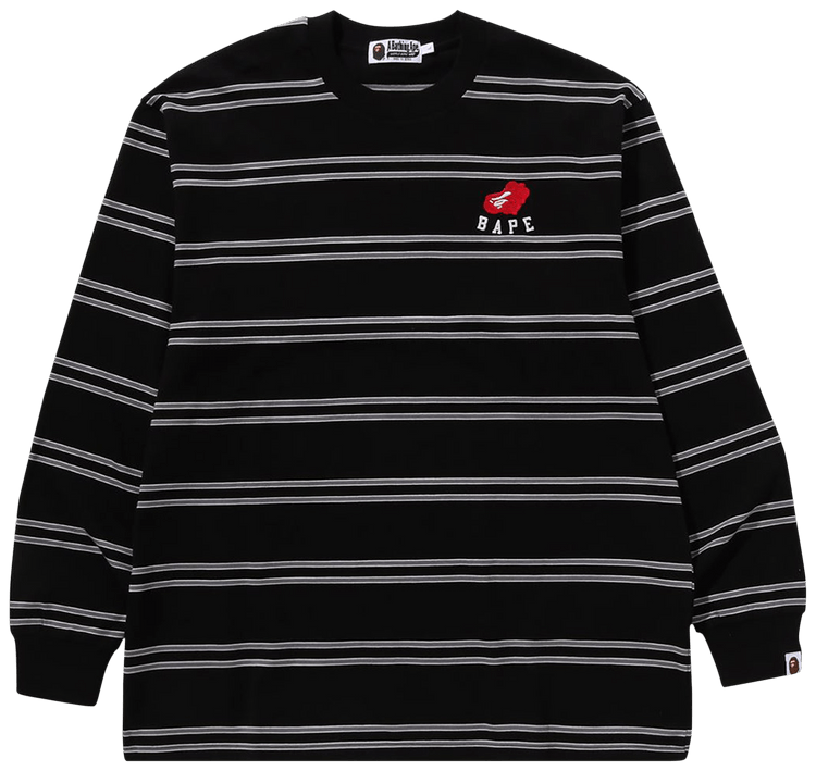 Buy BAPE Ape Heart Hoop Long-Sleeve Tee 'Black' - 1K30 111 305 BLACK | GOAT