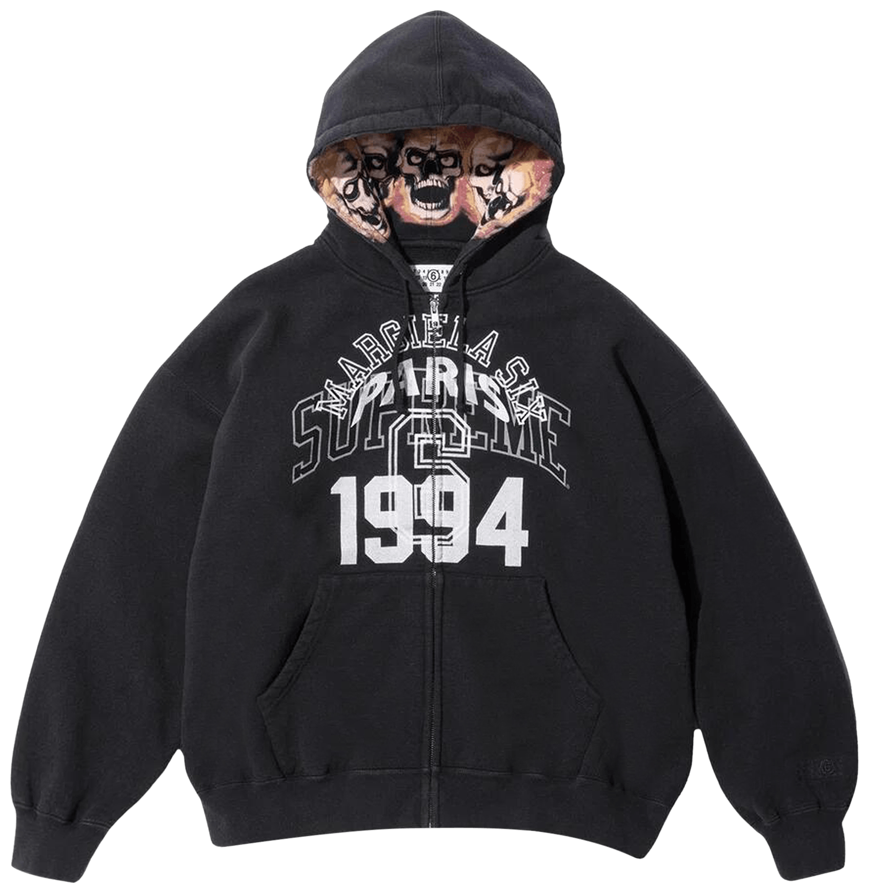 Buy Supreme x MM6 Maison Margiela Zip Up Hooded Sweatshirt 'Black' - SS24SW34 BLACK | GOAT