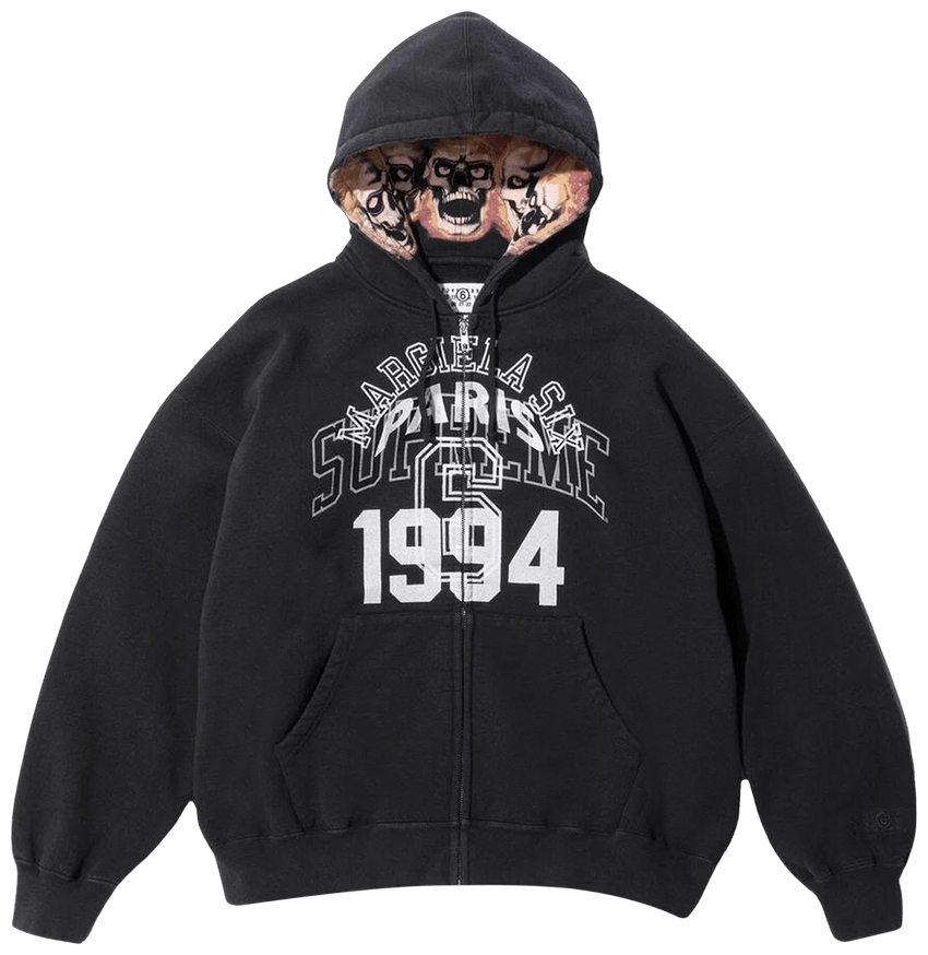 Buy Supreme x MM6 Maison Margiela Zip Up Hooded Sweatshirt 'Black ...