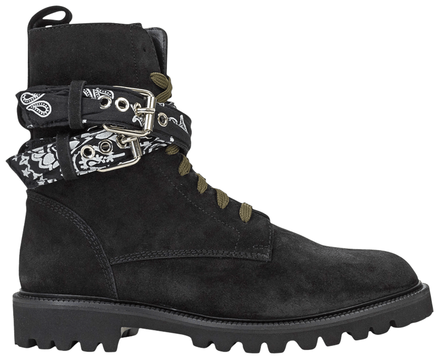 Buy Amiri Suede Bandana Combat Boot 'Black' - MSCBB SUE BLK | GOAT
