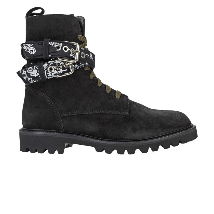 Buy Amiri Suede Bandana Combat Boot 'Black' - MSCBB SUE BLK | GOAT