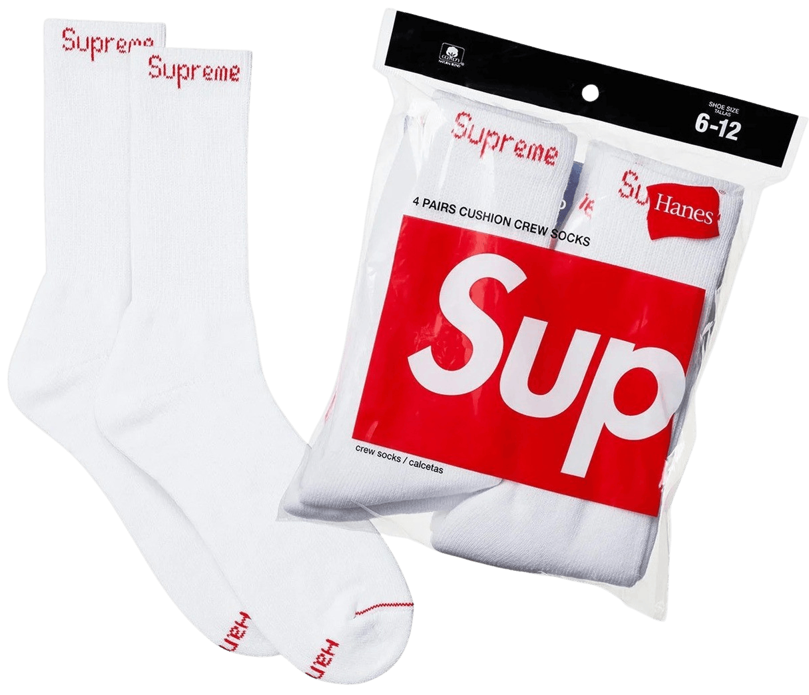 Buy Supreme x Hanes Crew Socks (4 Pack) 'White' - 99HAA26B WHITE | GOAT