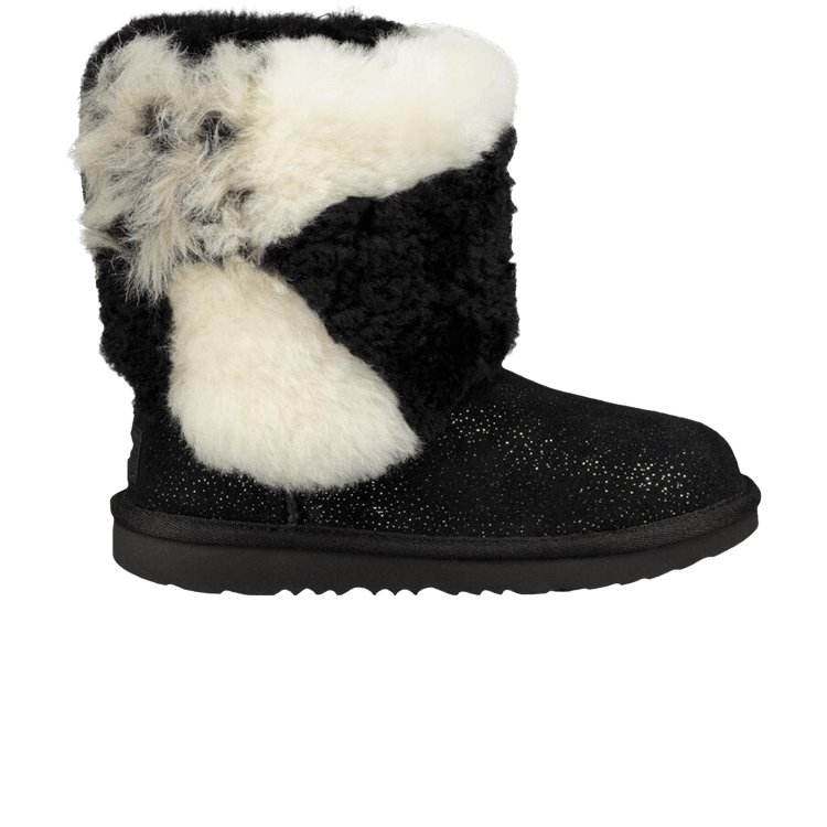 Buy UGG Classic Short Patchwork Fluff Boot Toddler 'Black' - 1096929T BLK | GOAT