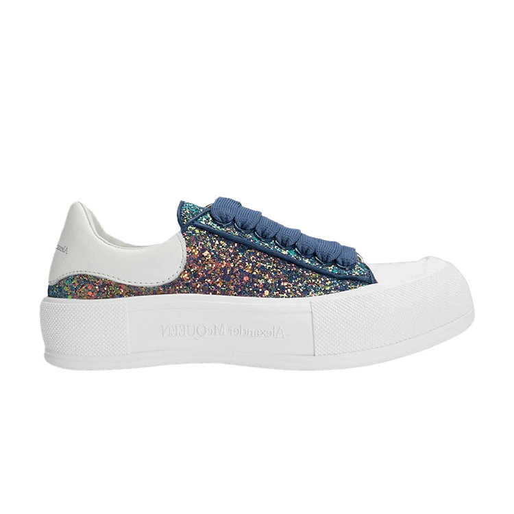 Buy Alexander McQueen Wmns Deck Plimsoll 'Glitter Petrol Blue' - 702048 ...